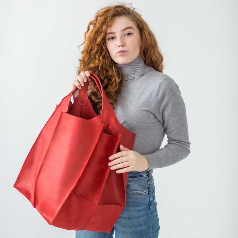 Extra Large Leather Tote Bag Oversized Bag Leather Tote Bag | Etsy
