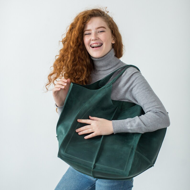 Extra Large Leather Tote Bag Oversized Bag Leather Tote Bag - Etsy