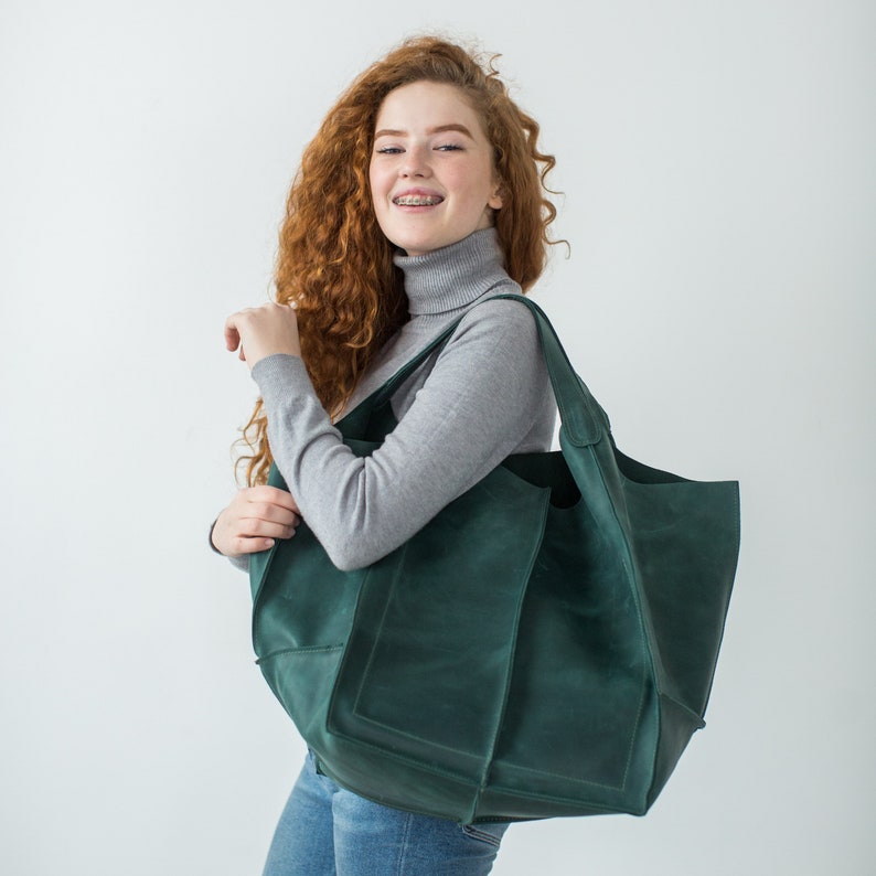 Extra Large Leather Tote Bag Oversized Bag Leather Tote Bag - Etsy