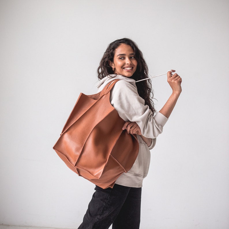 Leather Slouchy Handbag Large Leather Slouchy Hobo Bag - Etsy