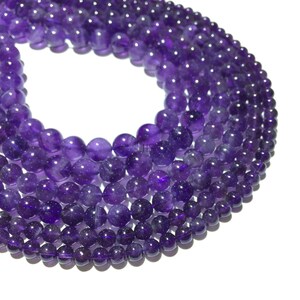 Natural Amethyst Round Beads Healing & Energy Gemstone Loose Beads for ...