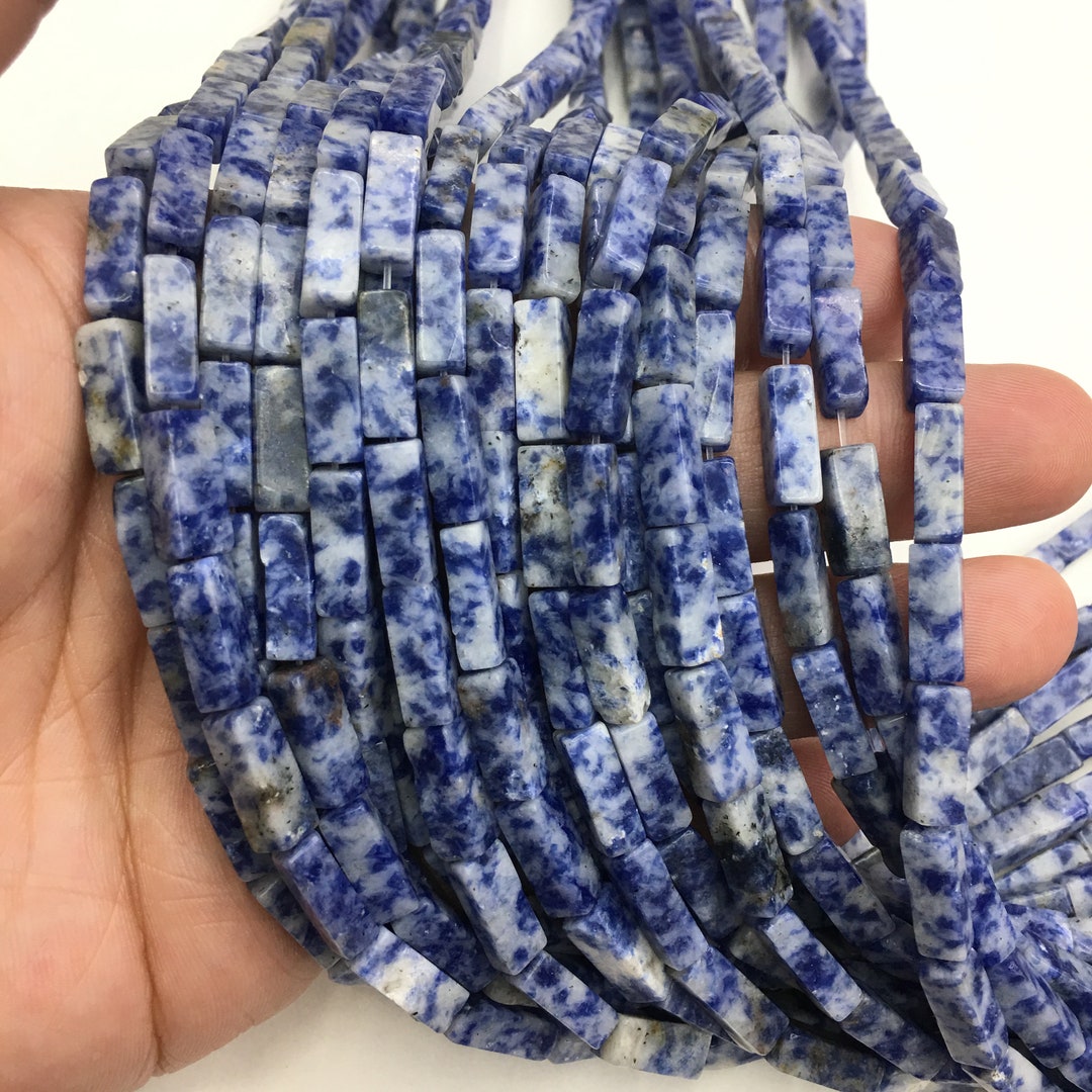 Natural Blue Sodalite Square Tube Shape Beads Healing Energy Gemstone ...