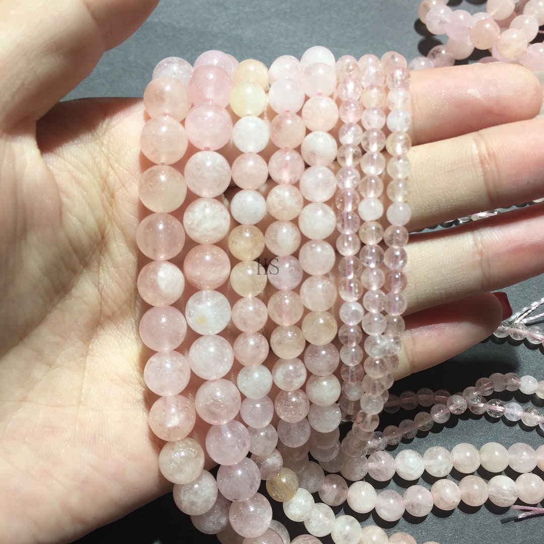 Natural Pink Morganite Highly Polished Round Beads Energy Gemstone ...