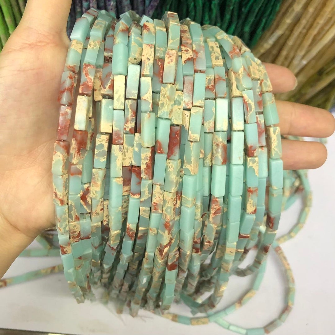 Shoushan Jasper Tube Square Shape Beads Healing Energy Gemstone Loose ...
