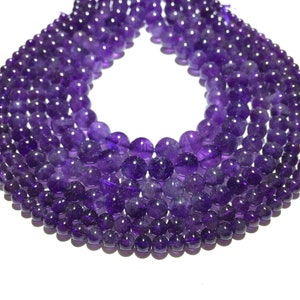 Natural Amethyst Round Beads Healing & Energy Gemstone Loose Beads for ...
