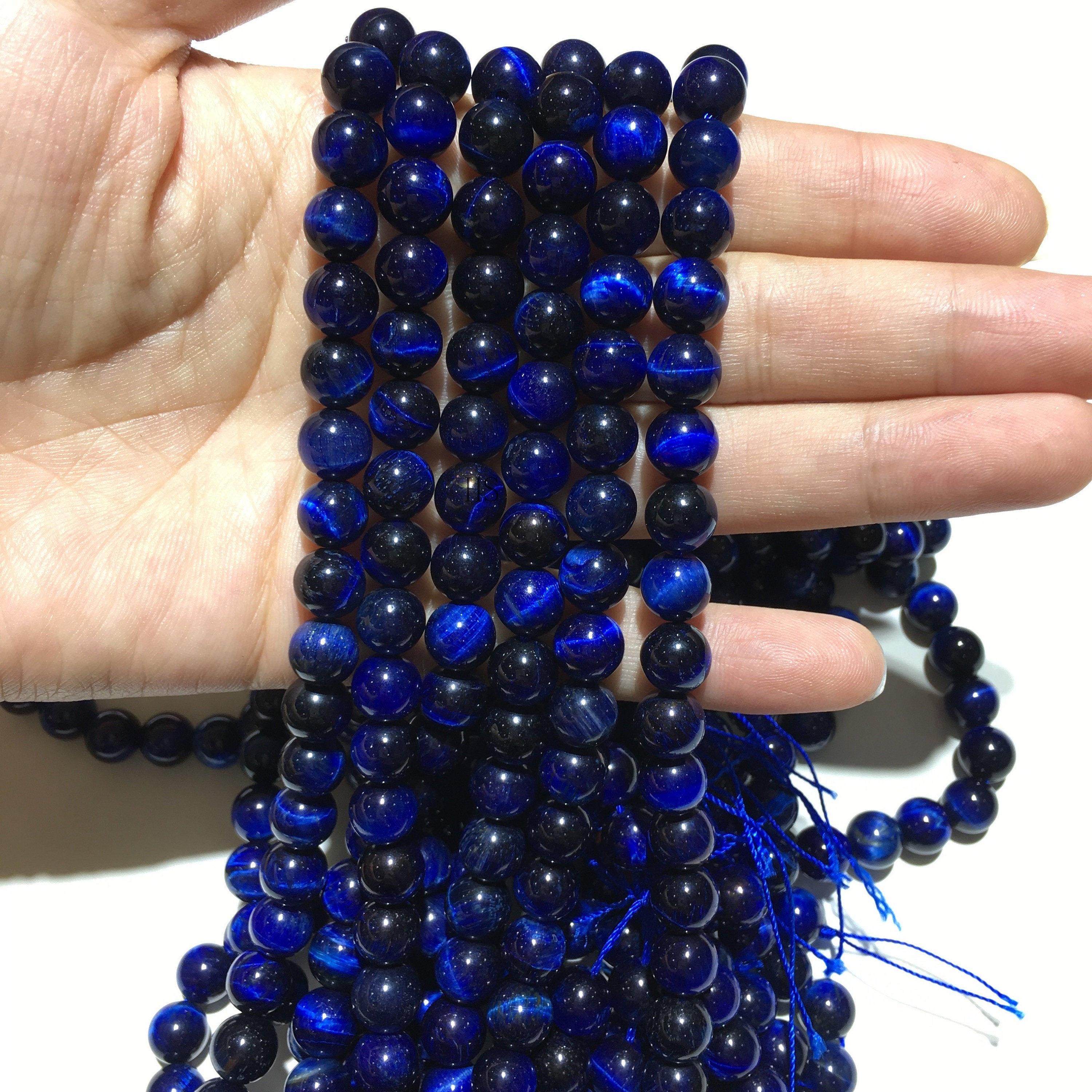 Natural Blue Tiger Eye Round Beads Healing Gemstone Loose - Etsy