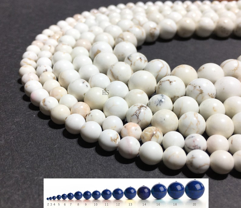 Natural White Turquoise Stone Round Beads Healing Gemstone - Etsy