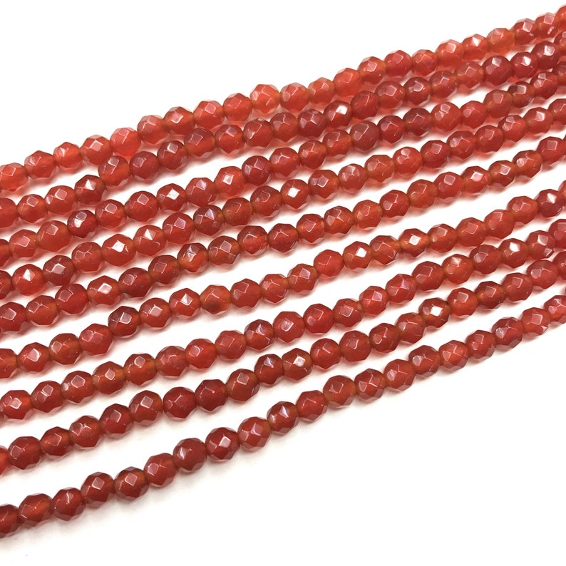 Natural Red Agate Faceted Round Beads Healing Energy Gemstone Loose ...