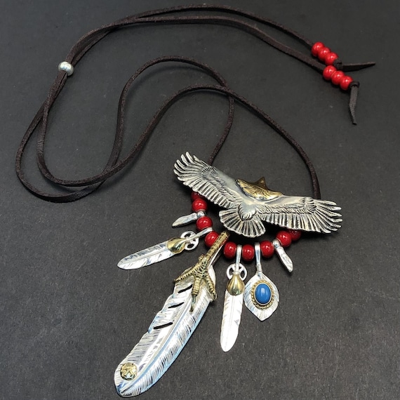 Japan Takahashi Goro Silver Paw Feather Leather Necklace Japan Takahashi Goro Silver Paw Feather Leather Necklace