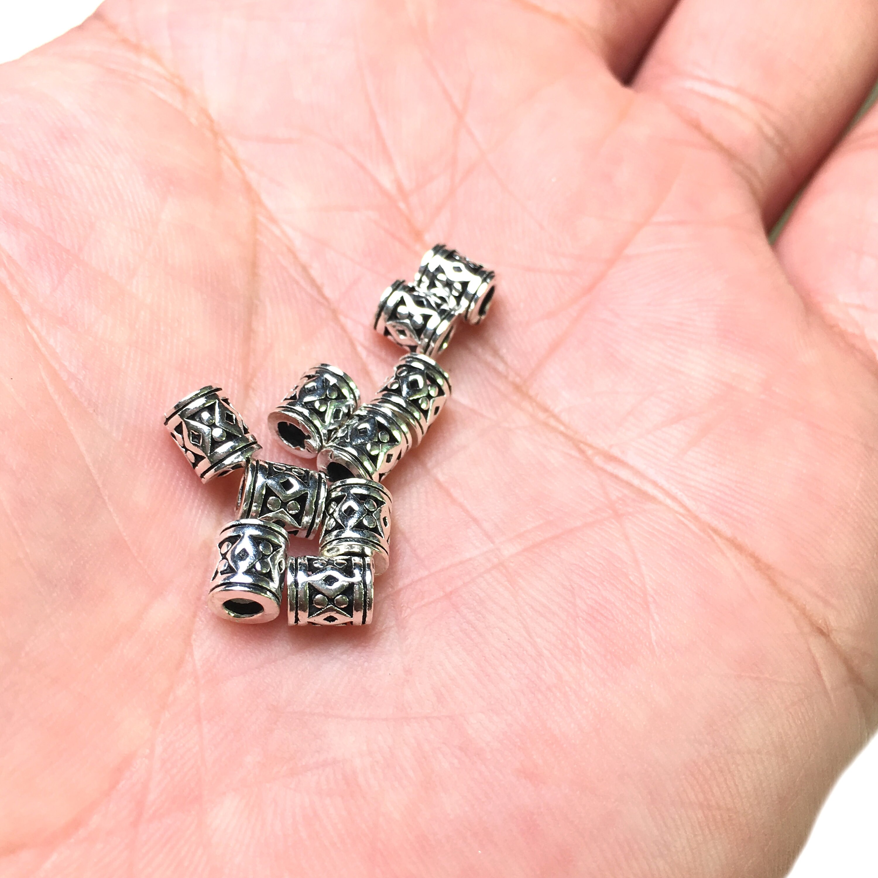 Jewelry Making & Beading 5 PCS Retro Silver Tube Spacer Connector ...