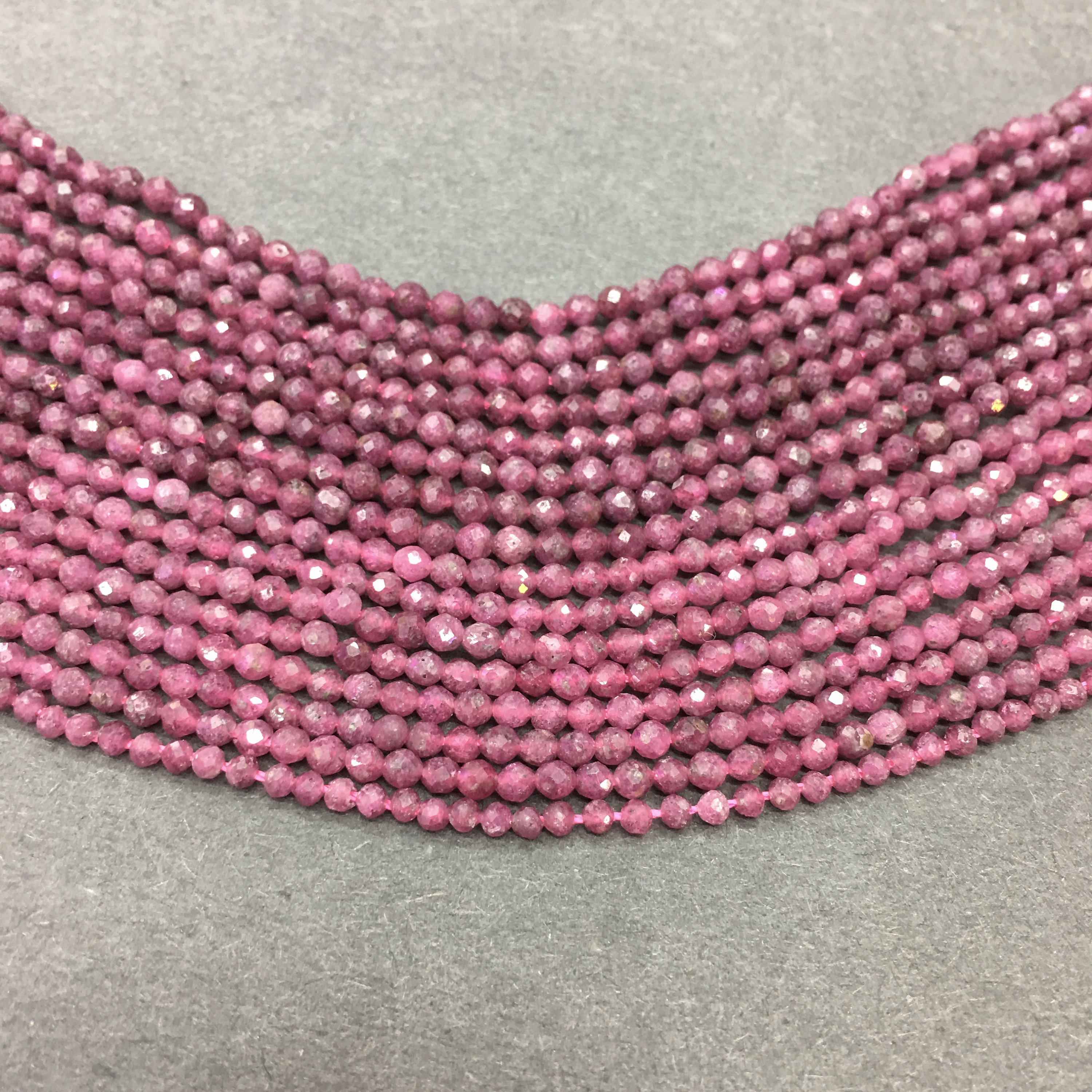 Natural Small Size Red Ruby Faceted Round Bead Healing Energy Gemstone ...