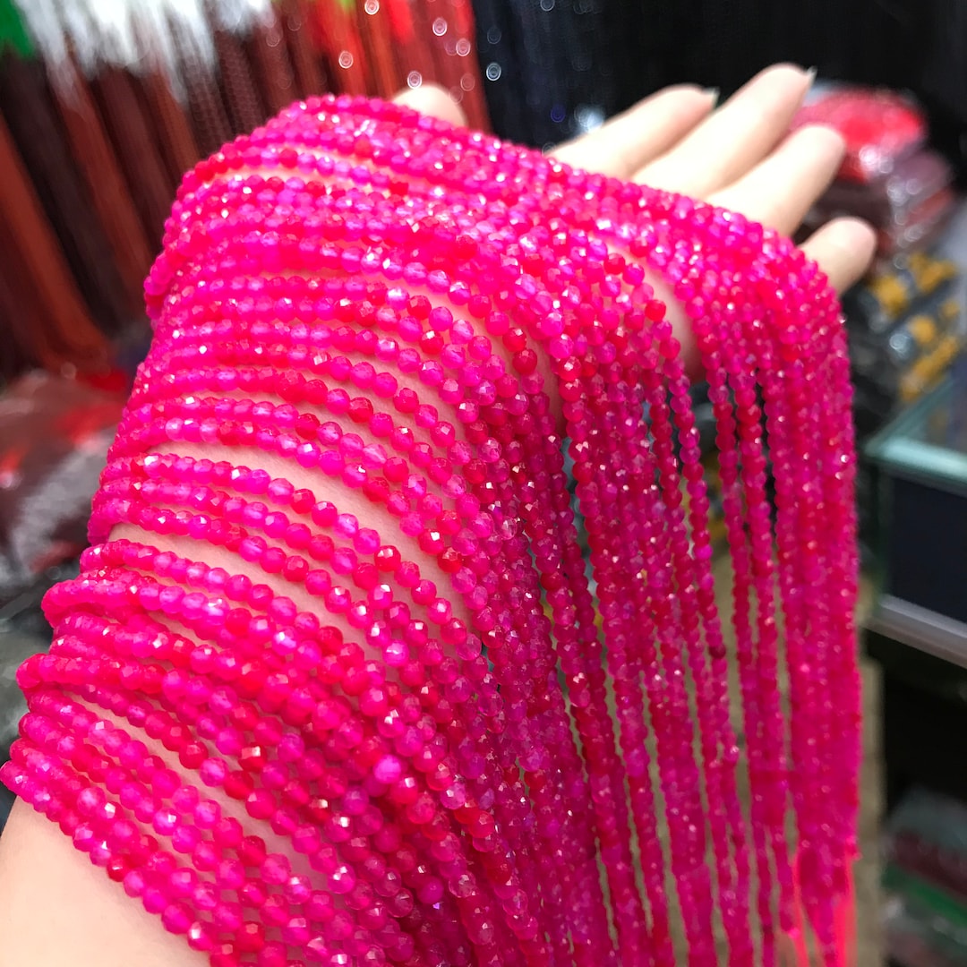 Natural Hot Pink Jade Small Size Nano Faceted Round Healing Energy ...