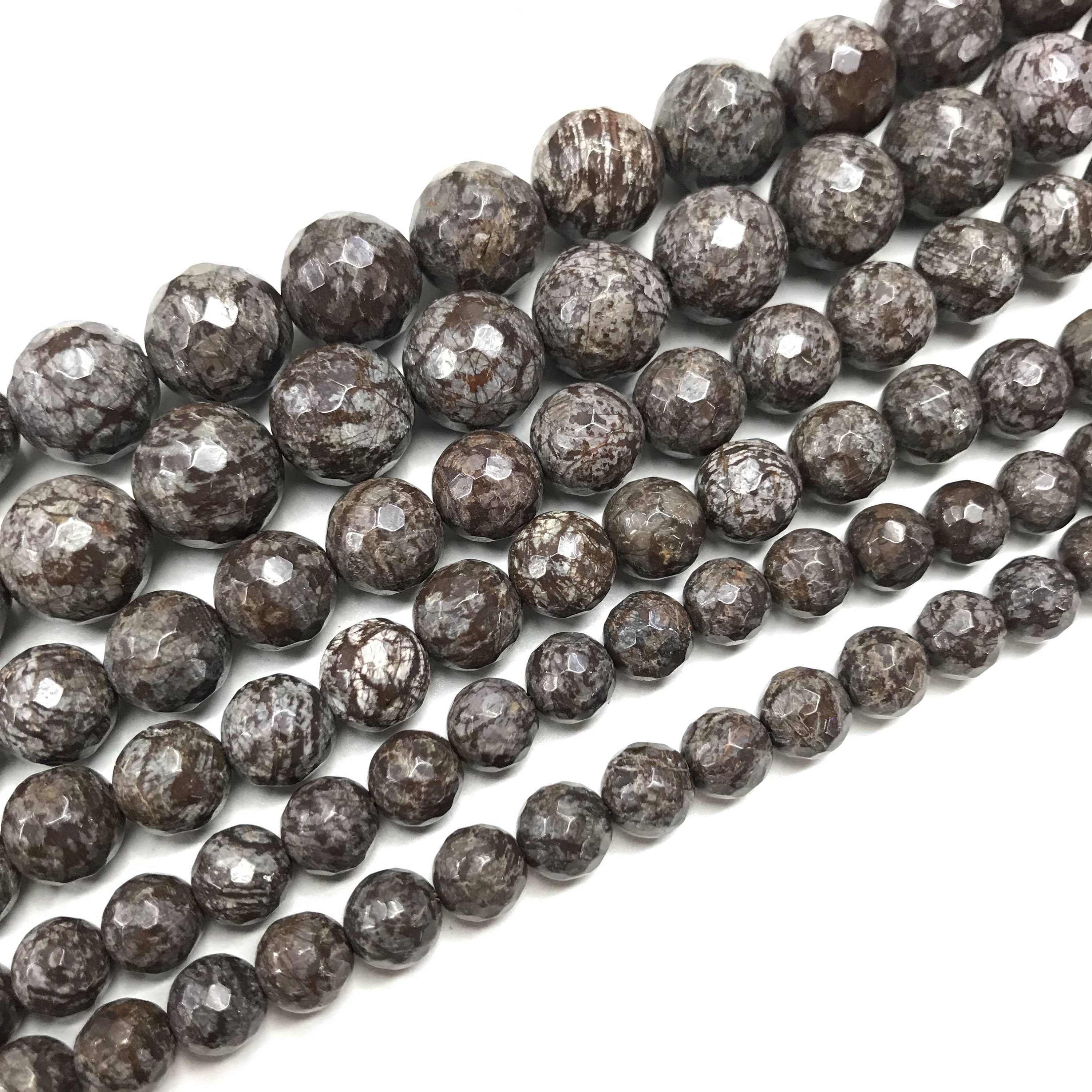 Natural Chocolate Jasper Faceted Round Beads Energy Gemstone Loose Bead ...
