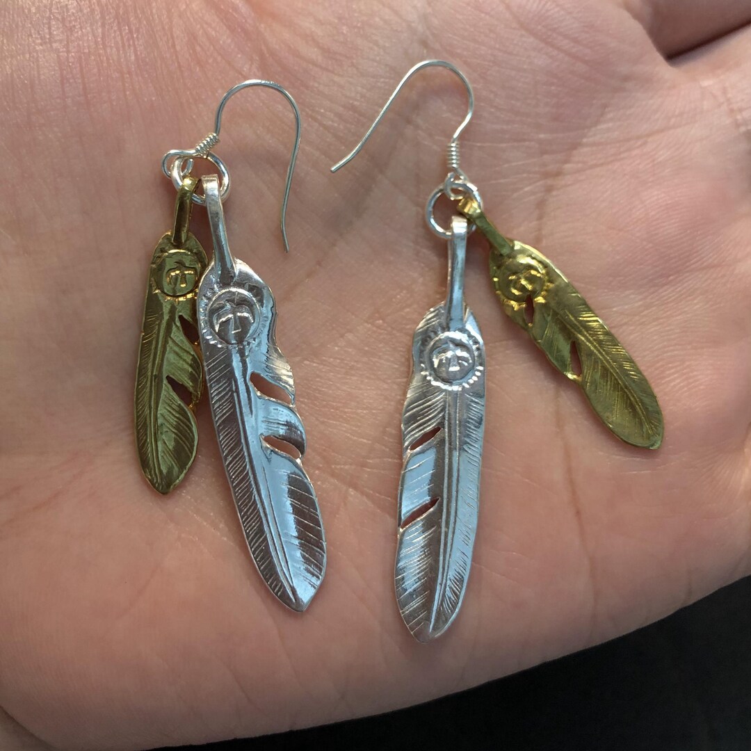 Japan Takahashi Goros Feather Bird Necklace Set Big Feathers 8x40mm, Small Feathers 6x29mm Retro ...