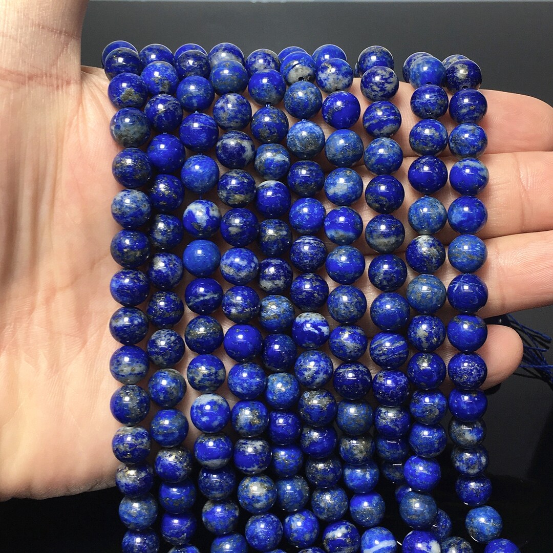 Natural Blue Color Lapis Lazuli Polished Round Beads Energy Gemstone ...