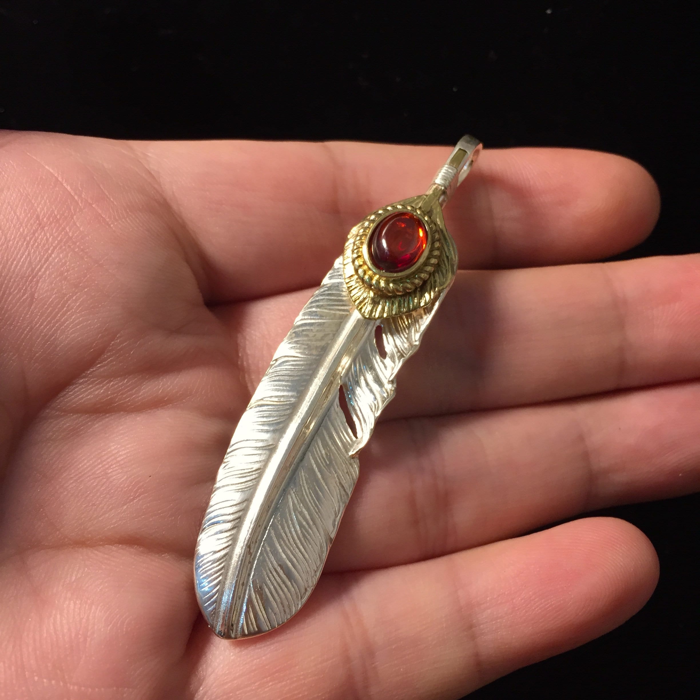 Japan Takahashi Goro 1 Left Feather Silver 66x14mm Red Corundum 925 ...