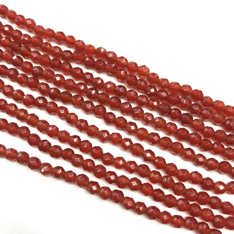 Natural Red Agate Faceted Round Beads Healing Energy Gemstone Loose ...