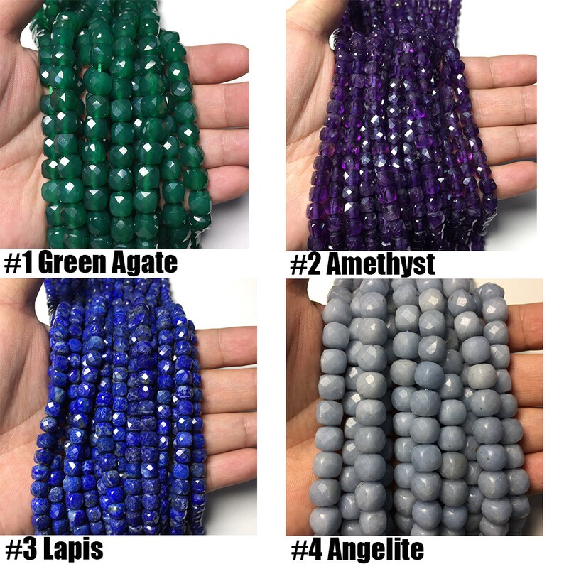 8x8mm Natural Faceted Cube Square Gemstone Beads Healing Loose - Etsy