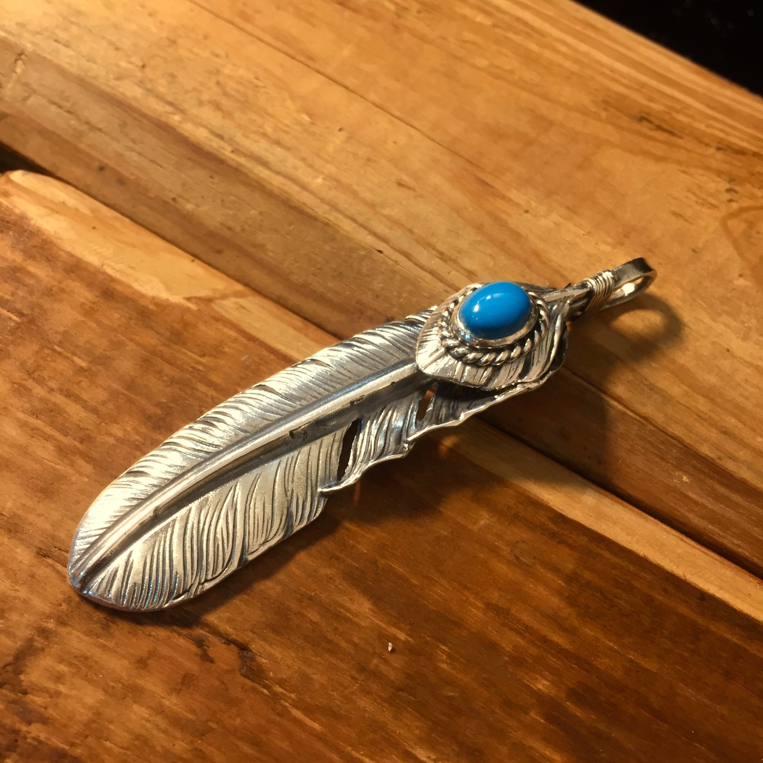 Japan Takahashi Goro 1 Left Feathers 66x14mm Turquoise 5x7mm Retro ...