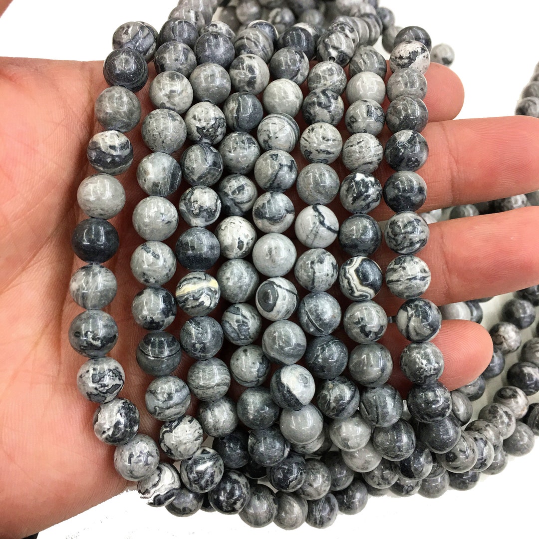 Natural Mapstone Round Shape Beads Healing Energy Gemstone Loose Beads ...