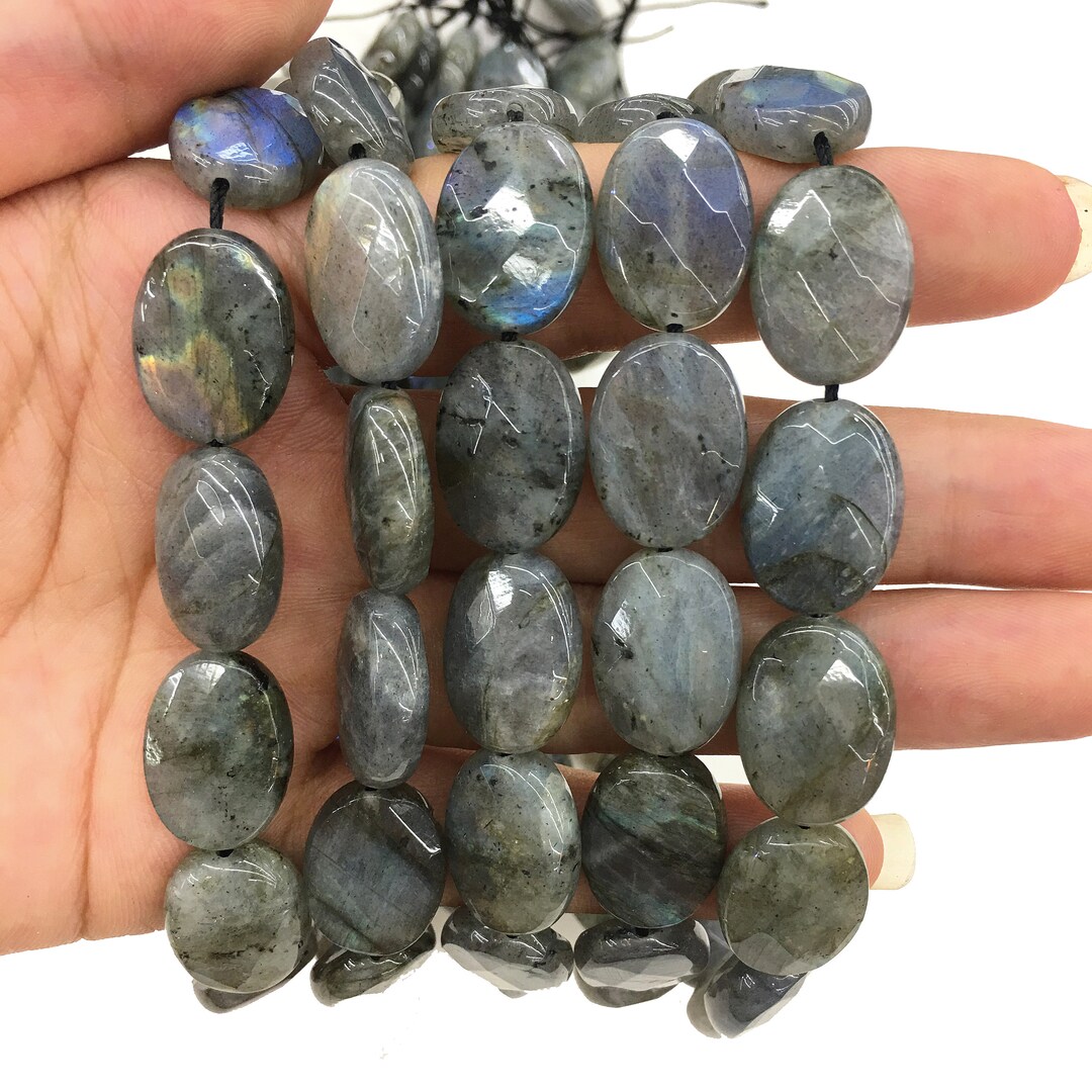 Natural Labradorite Blue Color Moonstone Faceted Flat Oval Gemstone ...