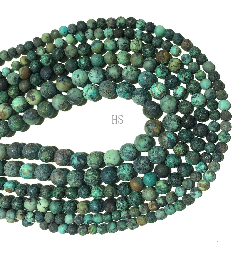 Natural African Turquoise Matte Round Beads Energy Gemstone - Etsy