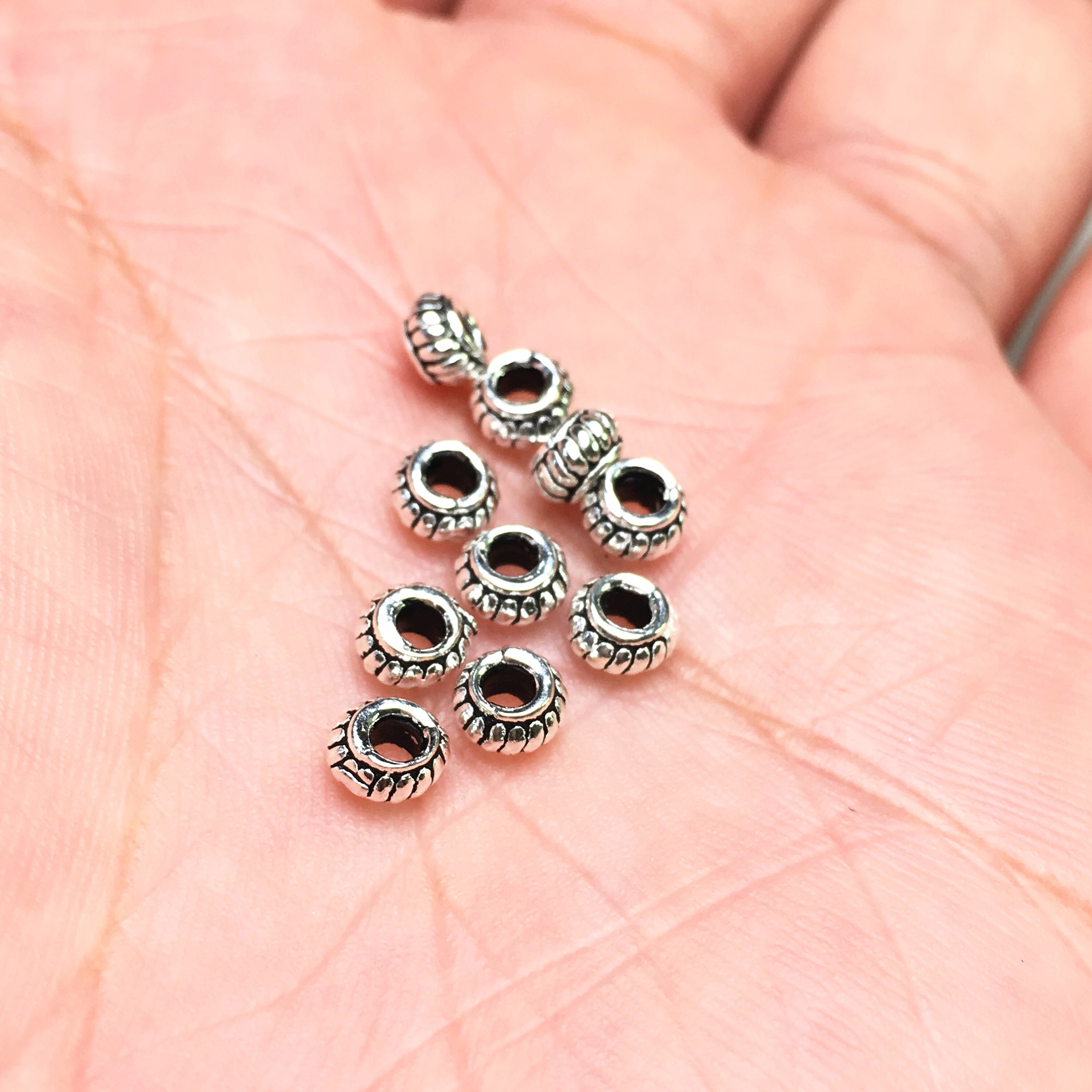 Jewelry Making & Beading 5 PCS Retro Silver Tube Spacer Connector ...