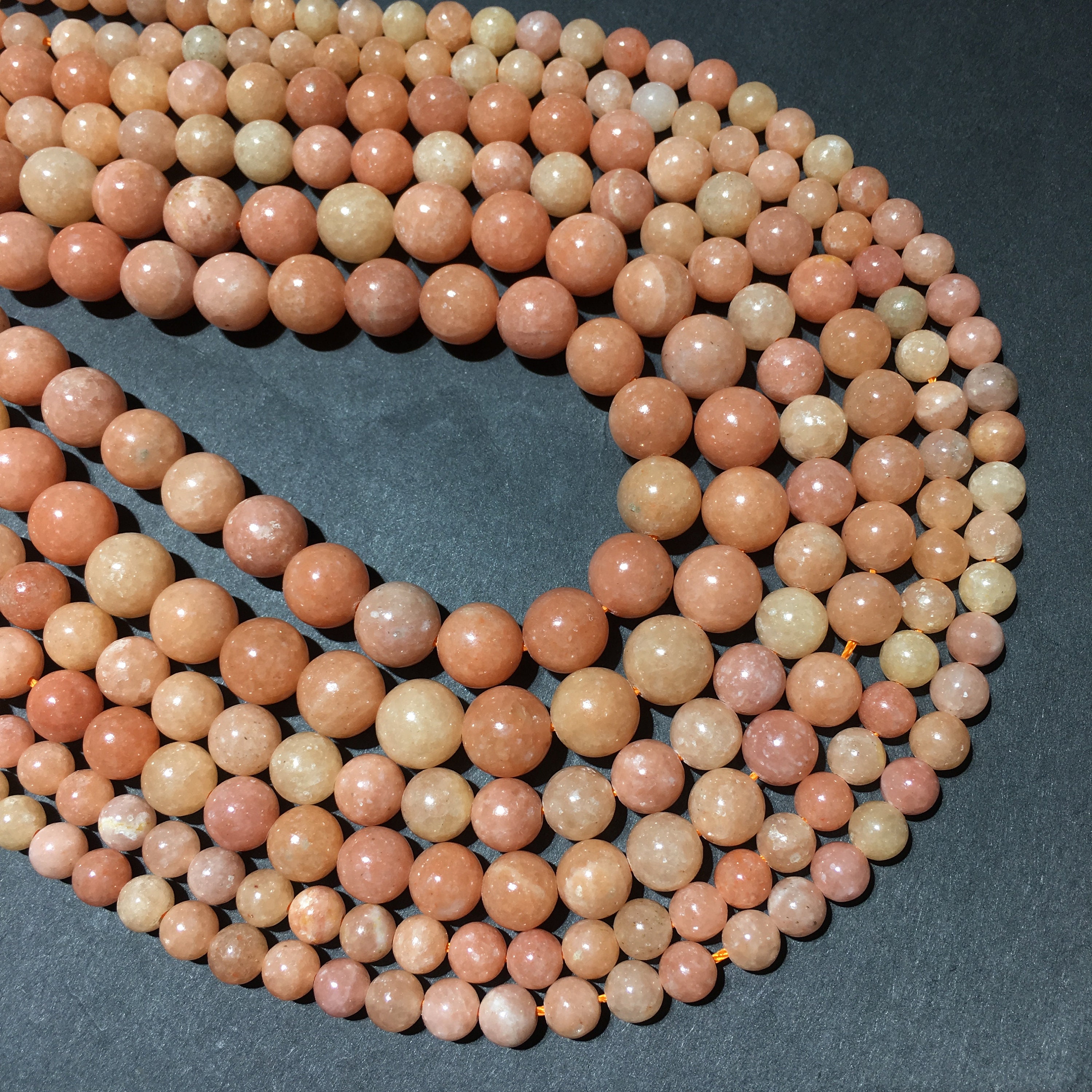 Natural Peach Calcite Round Beads Healing Gemstone Loose Beads | Etsy