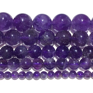 Natural Amethyst Round Beads Healing & Energy Gemstone Loose Beads for ...