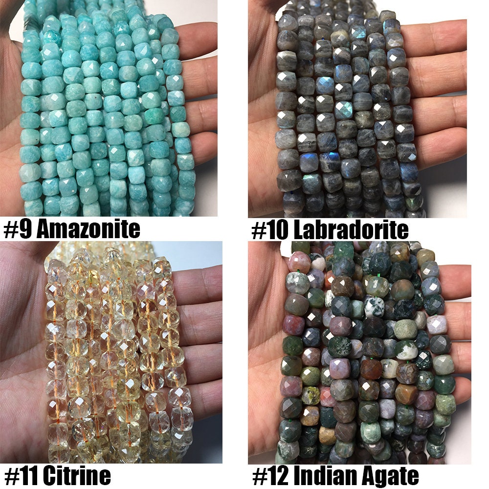 8x8mm Natural Faceted Cube Square Gemstone Beads Healing Loose - Etsy