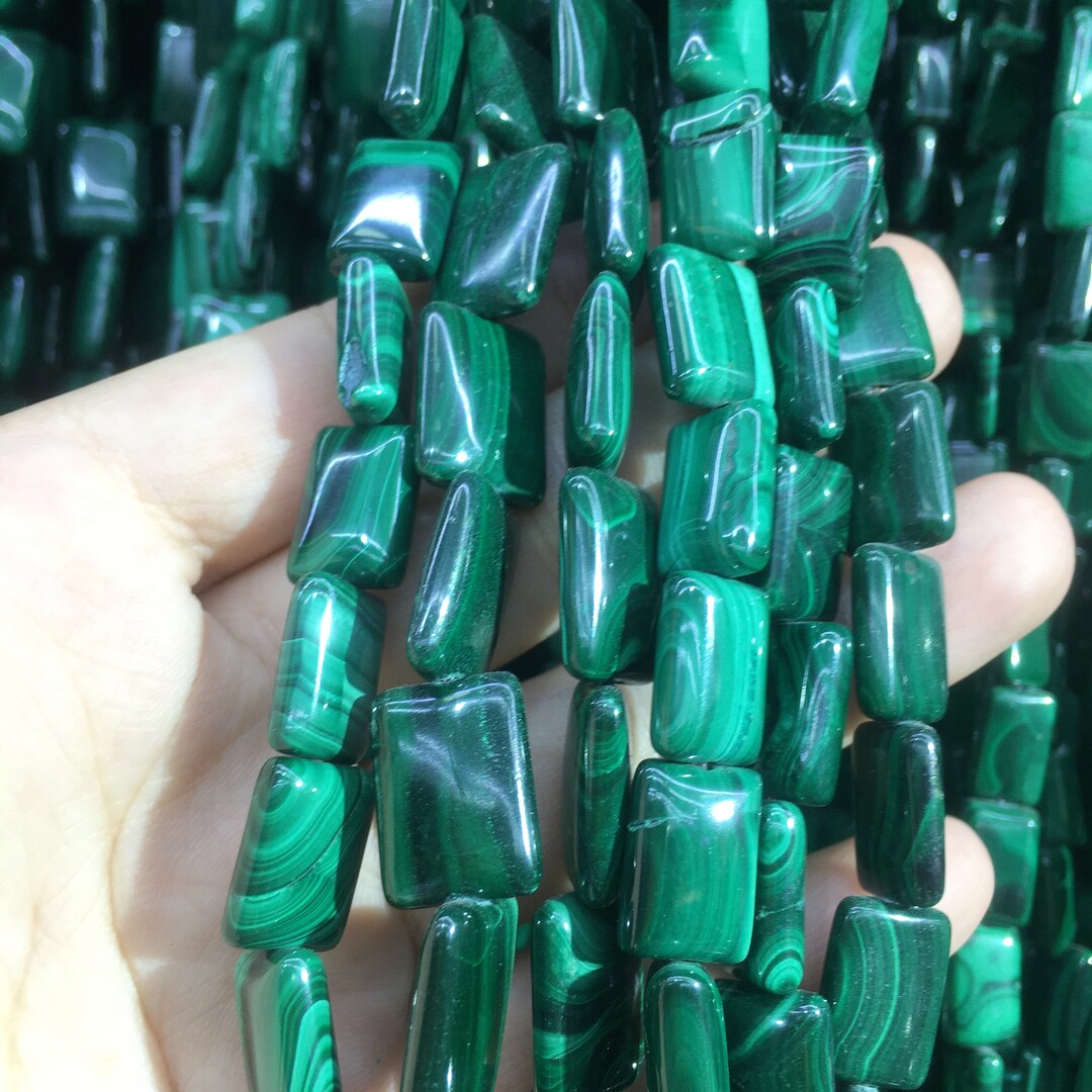 Natural Malachite Rectangle Shape Beads Energy Gemstone Loose Beads DIY ...