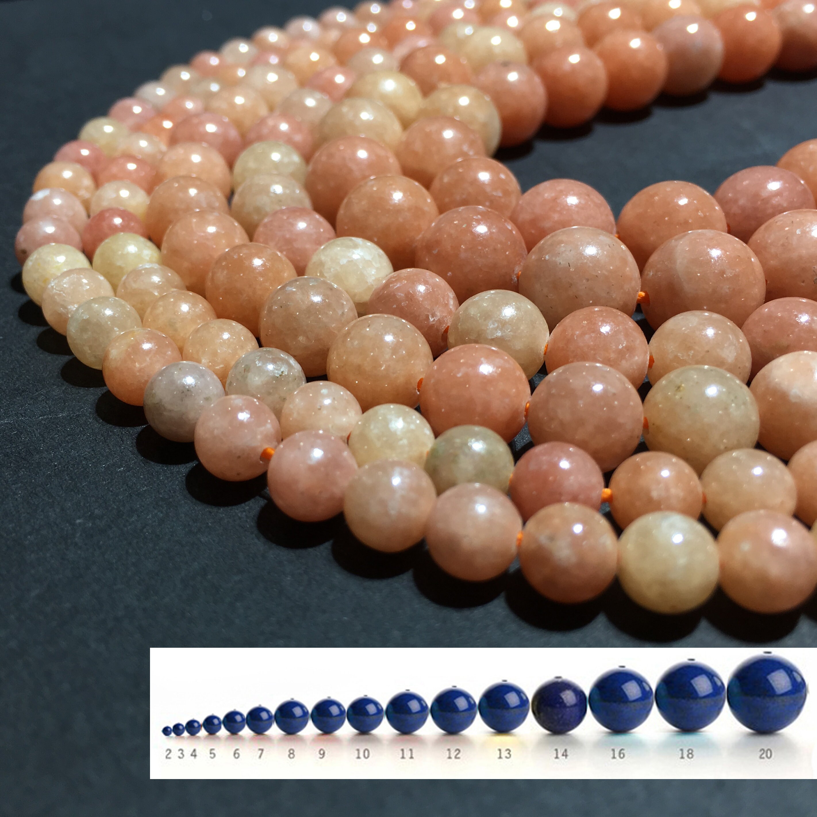 Natural Peach Calcite Round Beads Healing Gemstone Loose Beads | Etsy