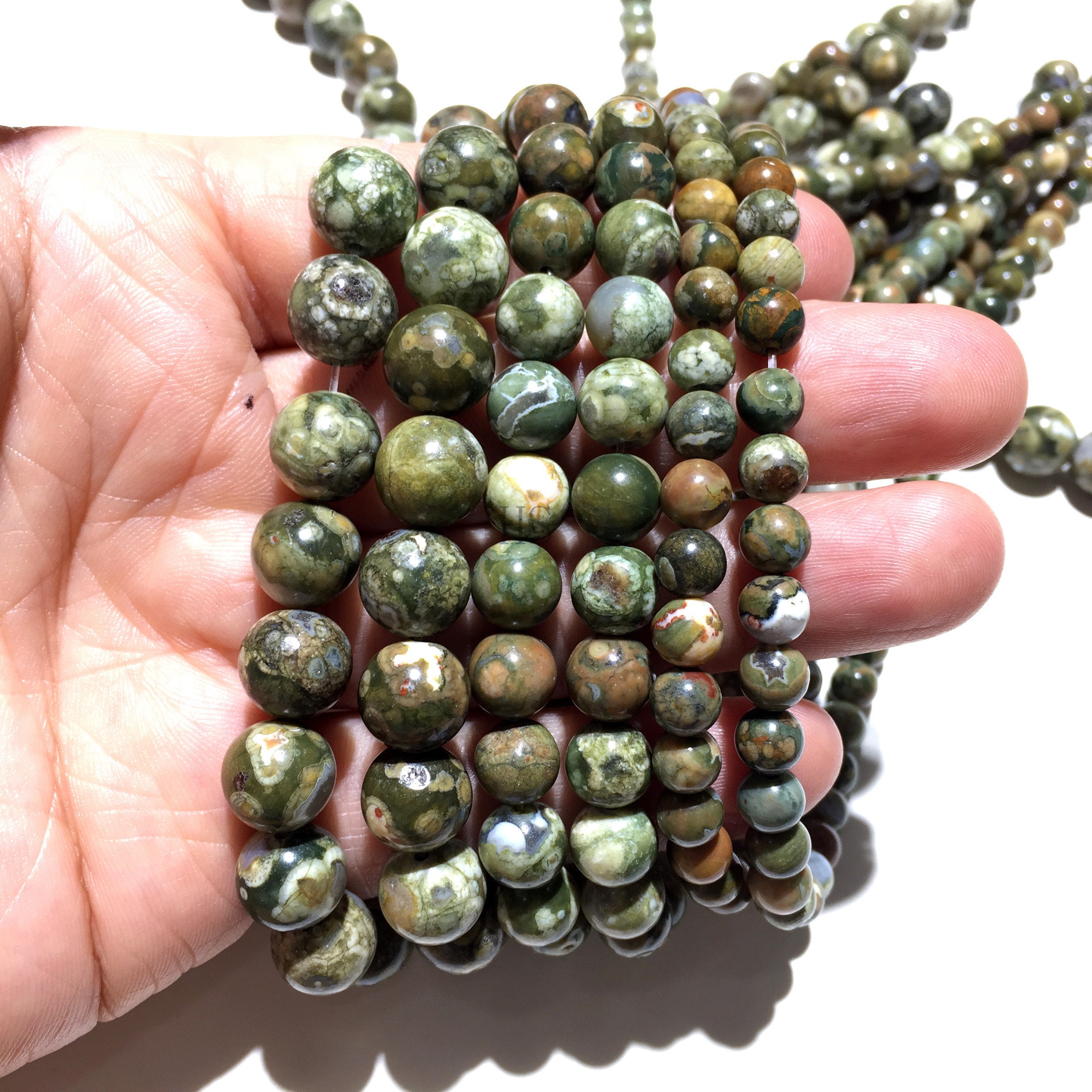Natural Green Jasper Rhyolite Round Beads Healing Gemstone - Etsy