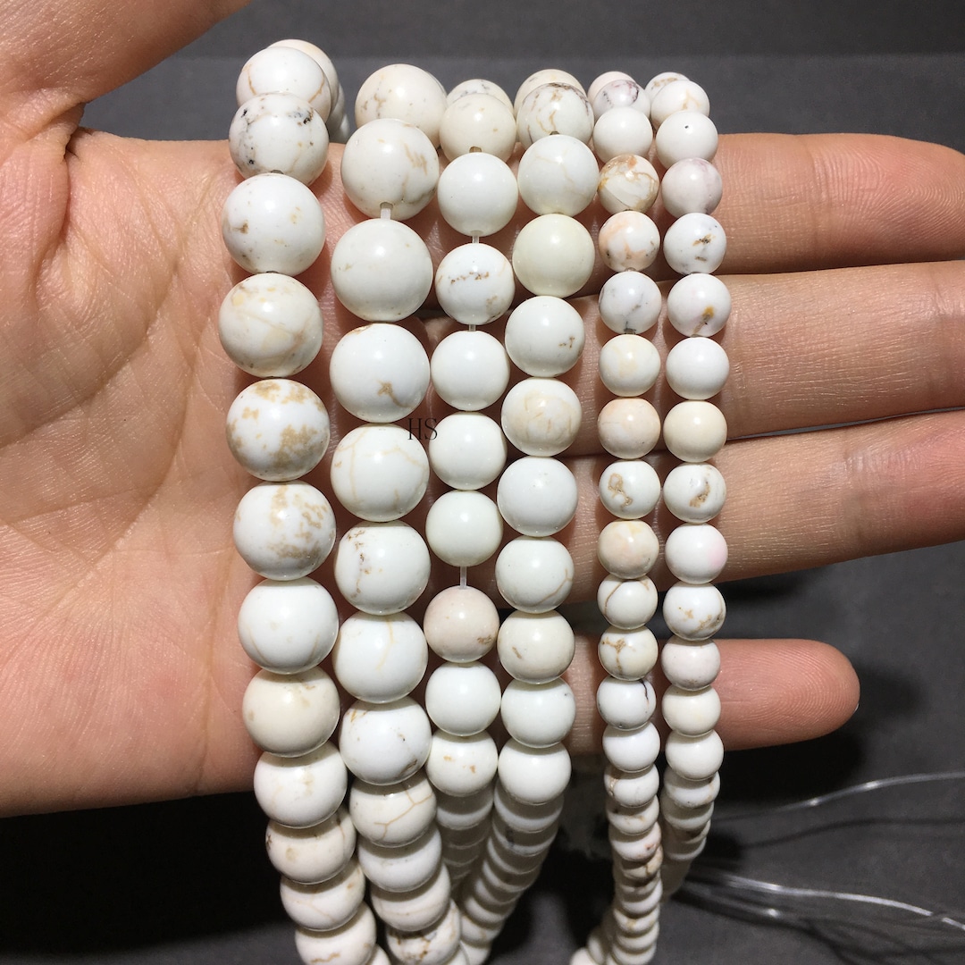 Natural White Turquoise Stone Round Beads Healing Gemstone Loose Beads ...
