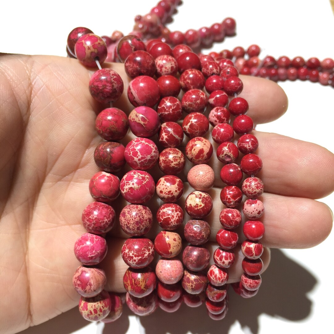 Natural Red Imperial Sediment Round Beads Healing Gemstone Loose Bead ...
