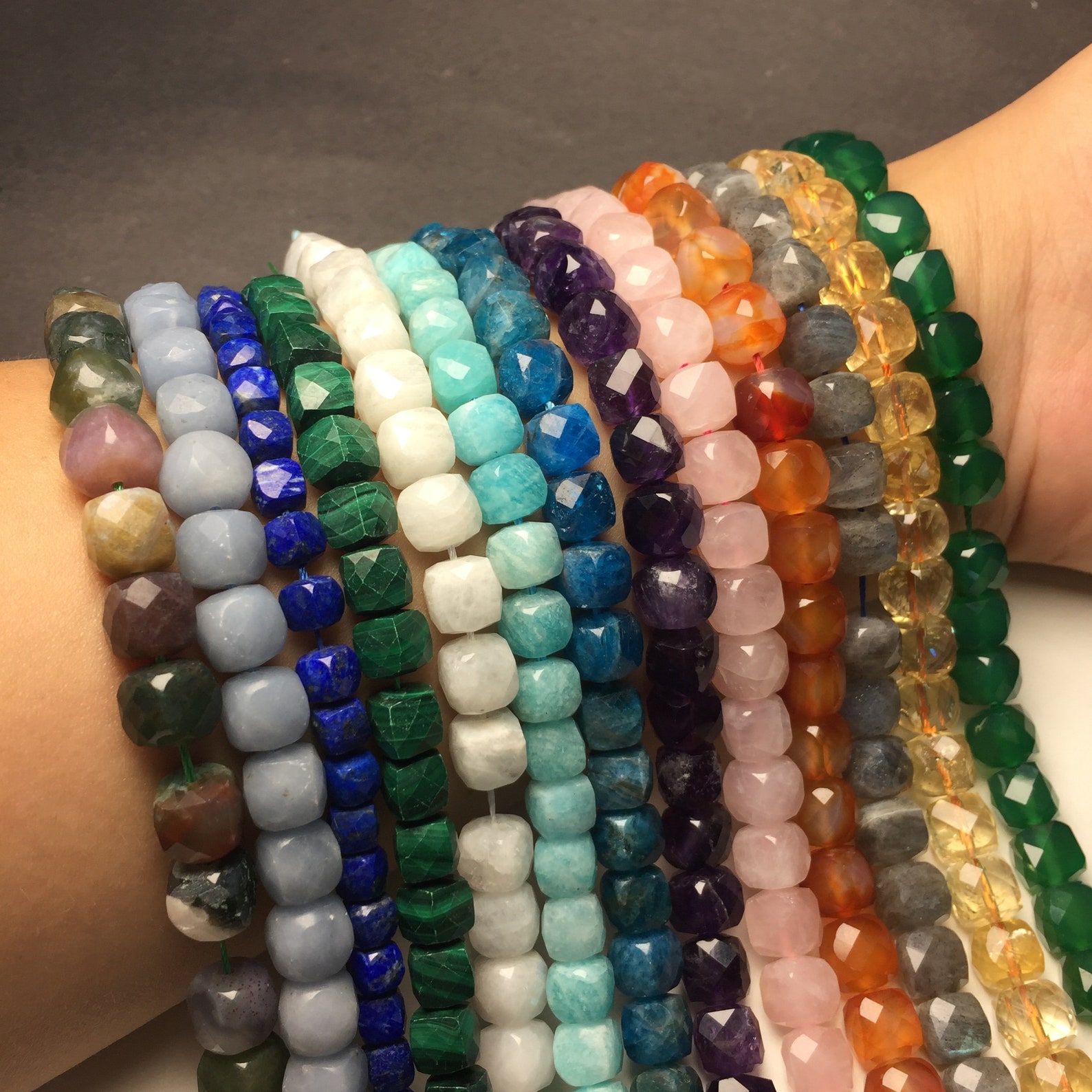 8x8mm Natural Faceted Cube Square Gemstone Beads Healing Loose - Etsy