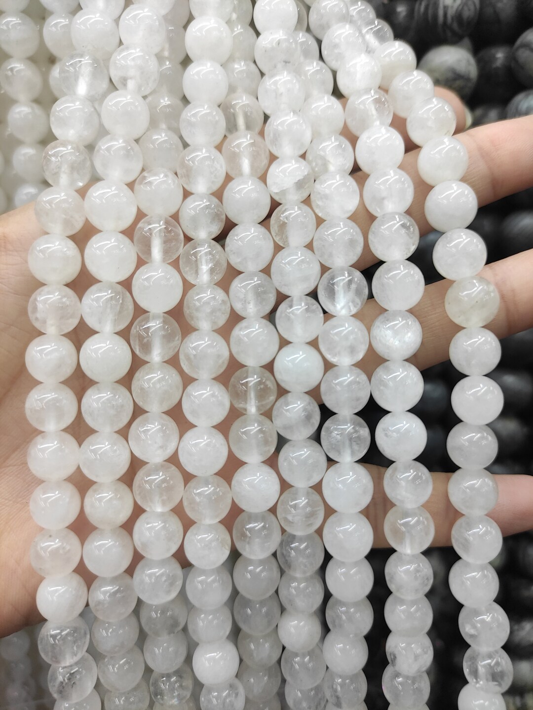 Natural Danburite ( Angora Crystal) Round Beads Healing & Energy ...