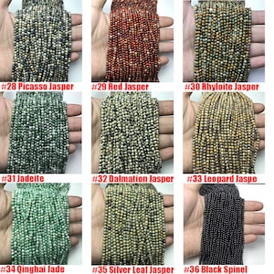 2MM,3MM Natural Round Shape Bead Small Size Gemstone Loose Beads DIY ...