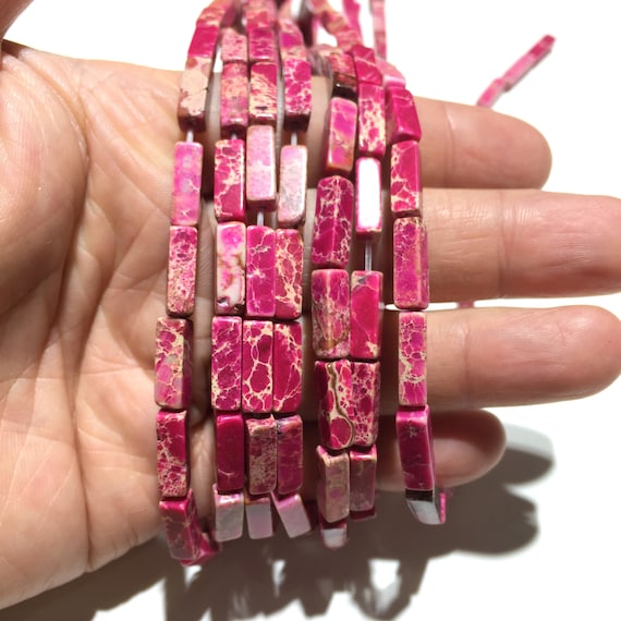 Natural Hot Pink Imperial Jasper or Sediment Long Tube Shape | Etsy