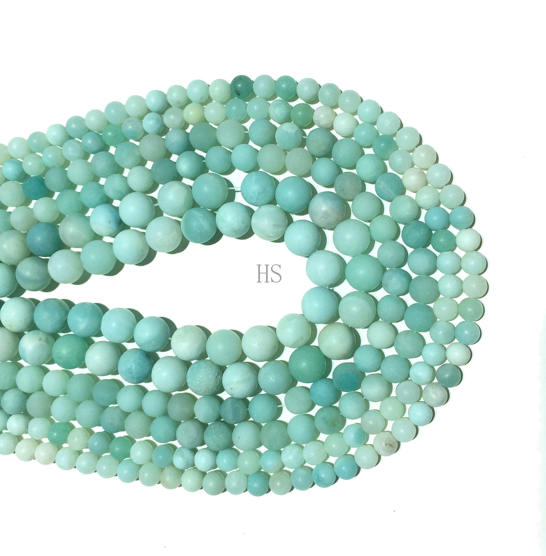 Natural Amazonite Matte Round Beads Healing Energy Gemstone Loose Beads ...