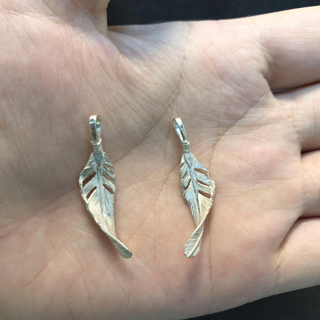 1 Pair 8x32mm Japan Takahashi Goro Curly Feather Sterling 925 Silver Feather DIY Jewelry Marking ...