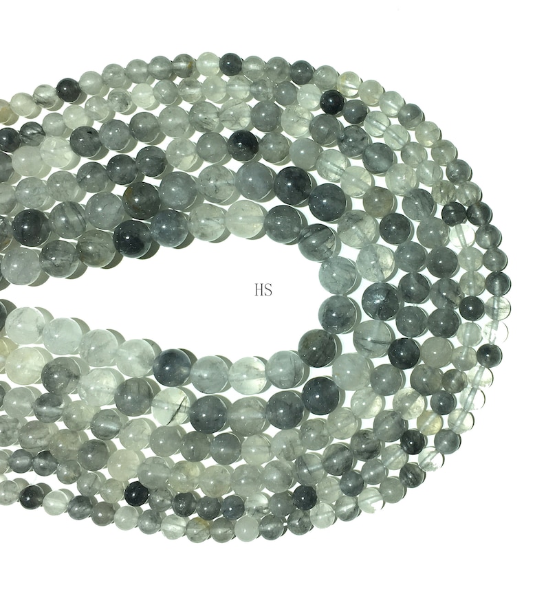 Natural Gray Cloudy Crystal Quartz Beads Healing Gemstone Loose Beads ...