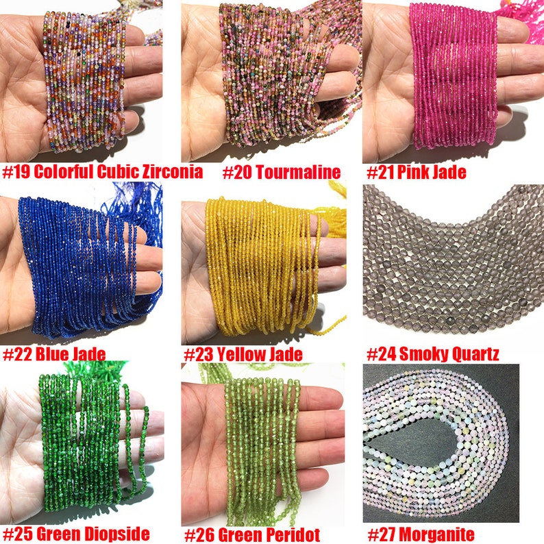 2/3/4MM Small Size Faceted Round Beads Energy Gemstone Loose - Etsy