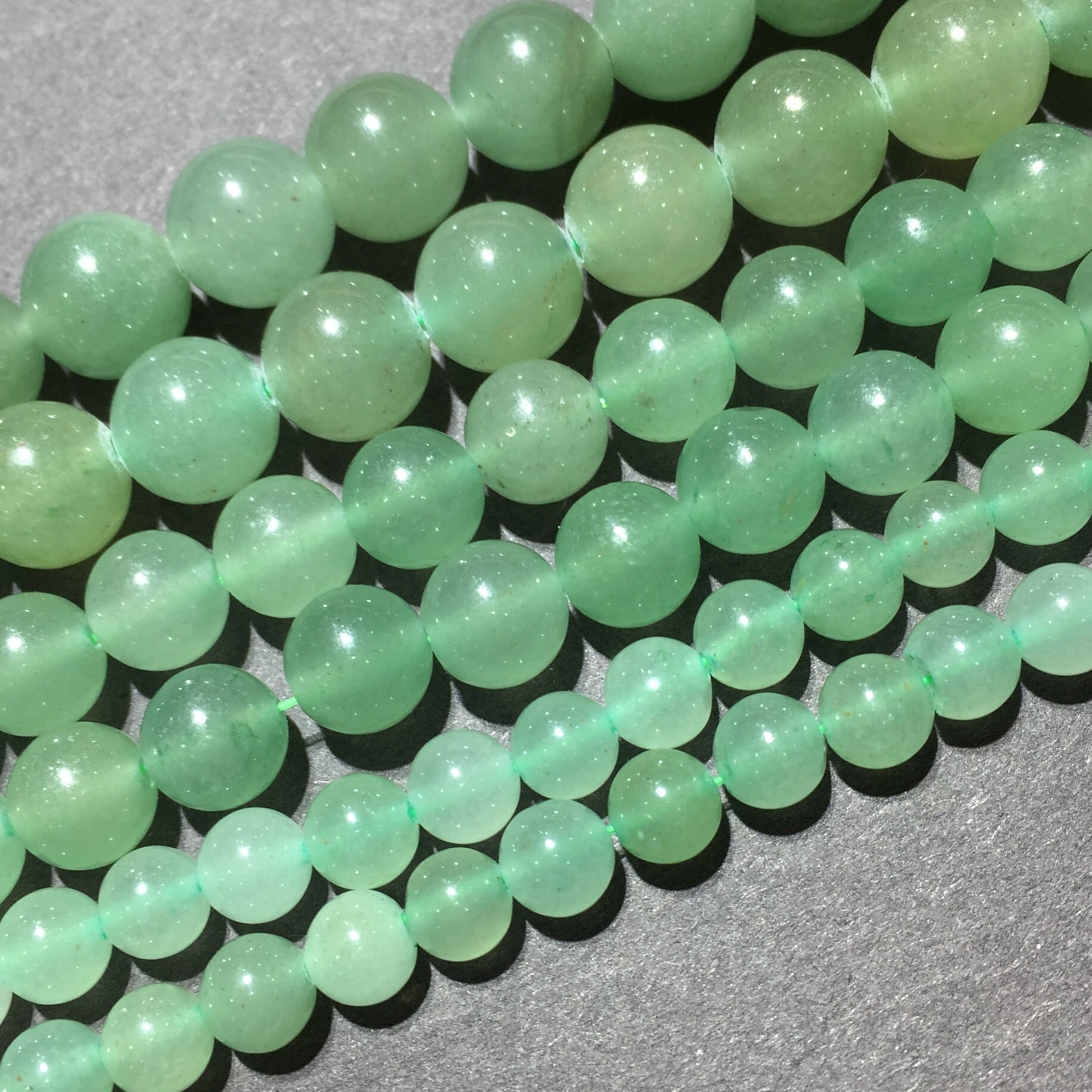 Natural Green Adventurine Jade Round Beads Healing Gemstone | Etsy
