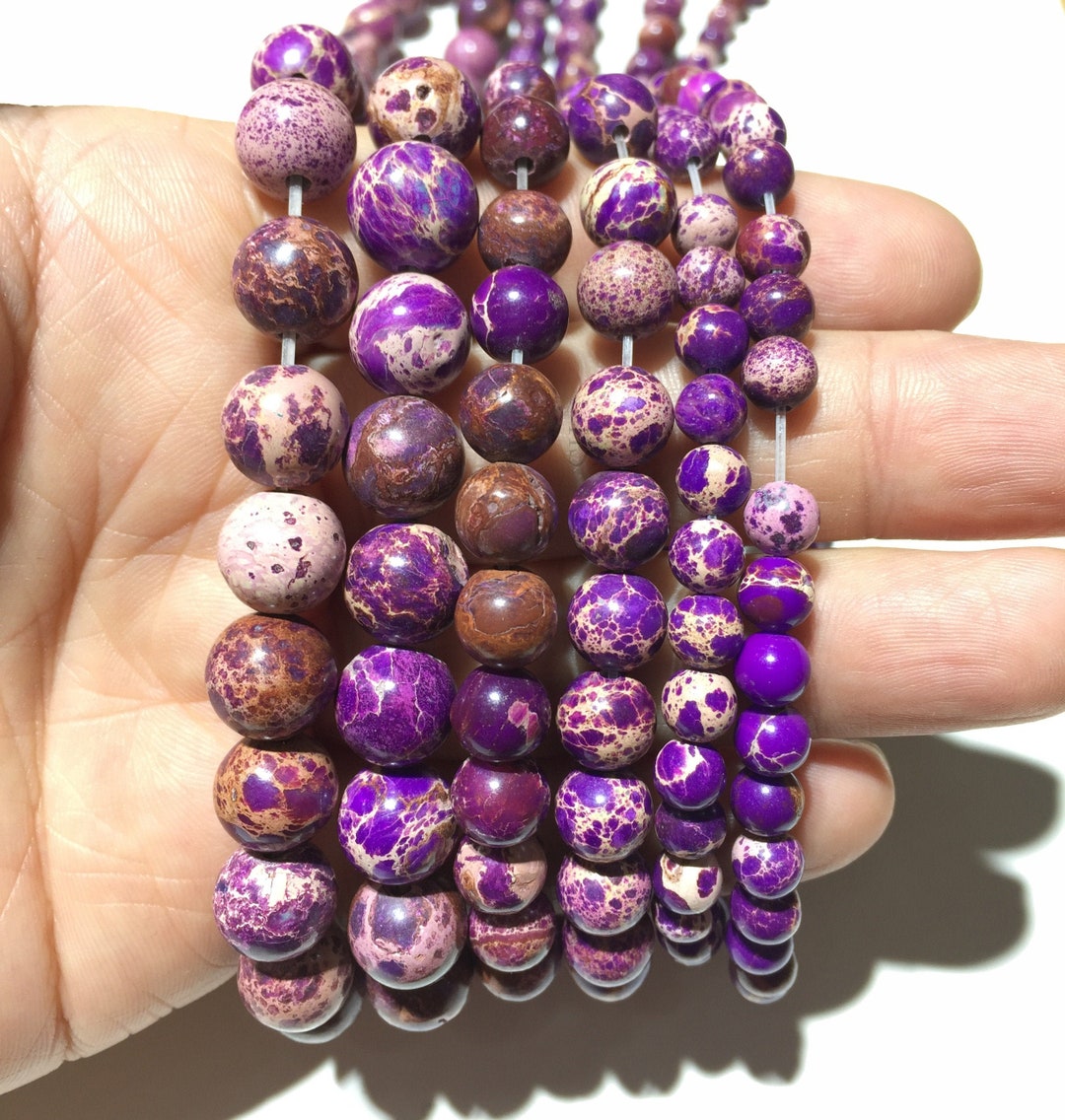 Natural Purple Imperial Sediment Jasper Beads Healing Gemstone Loose ...