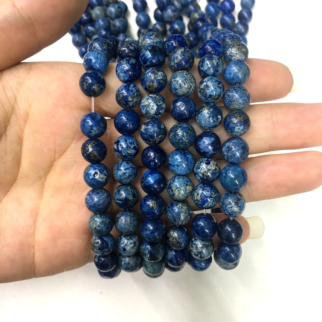 Natural Blue Imperial & Sediment Jasper Round Bead Healing Gemstone ...