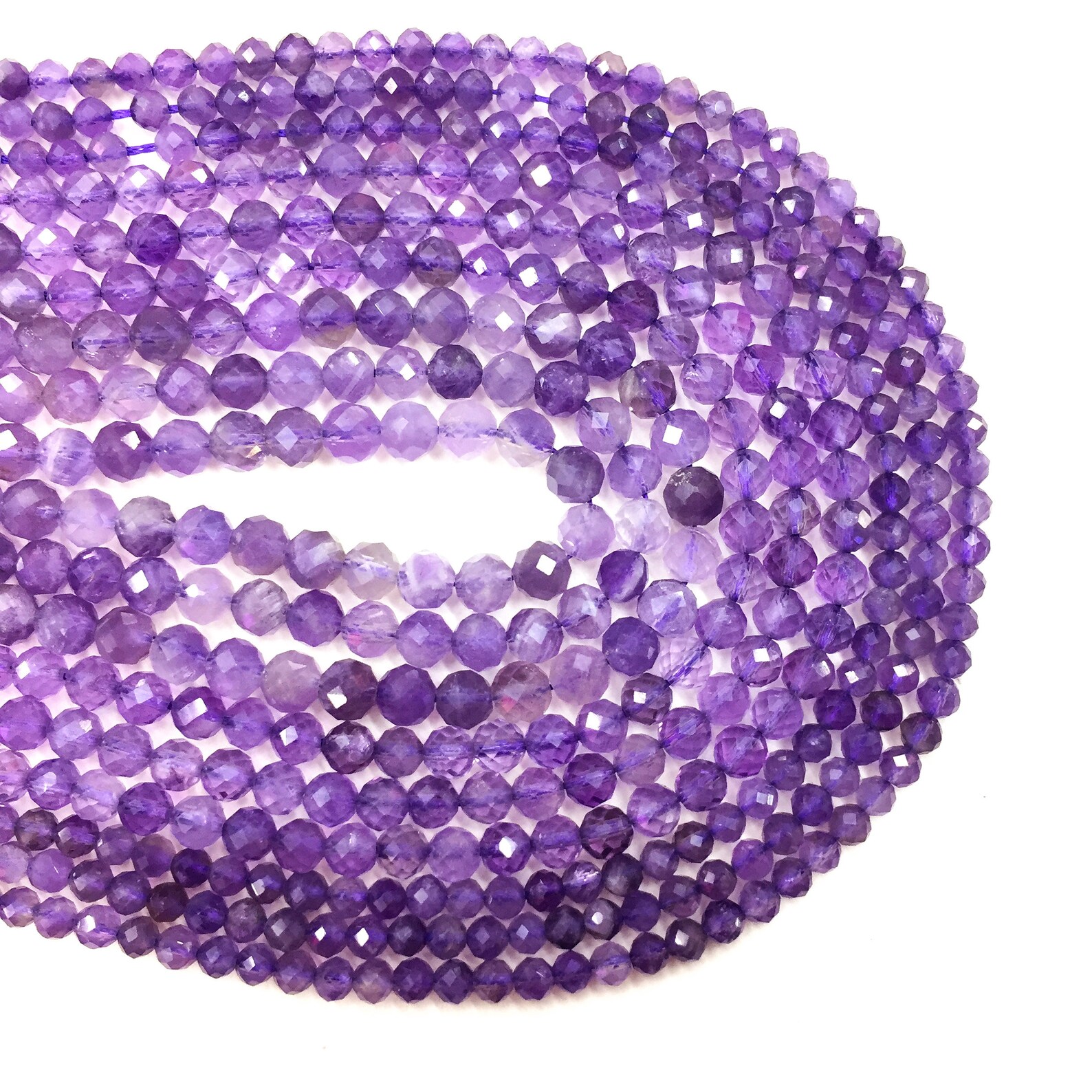 Natural Amethyst Small Size Faceted Round Beads Energy - Etsy