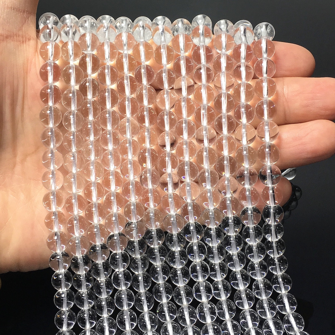 Natural Clear Crystal Quartz Round Beads Energy Gemstone Loose Beads ...