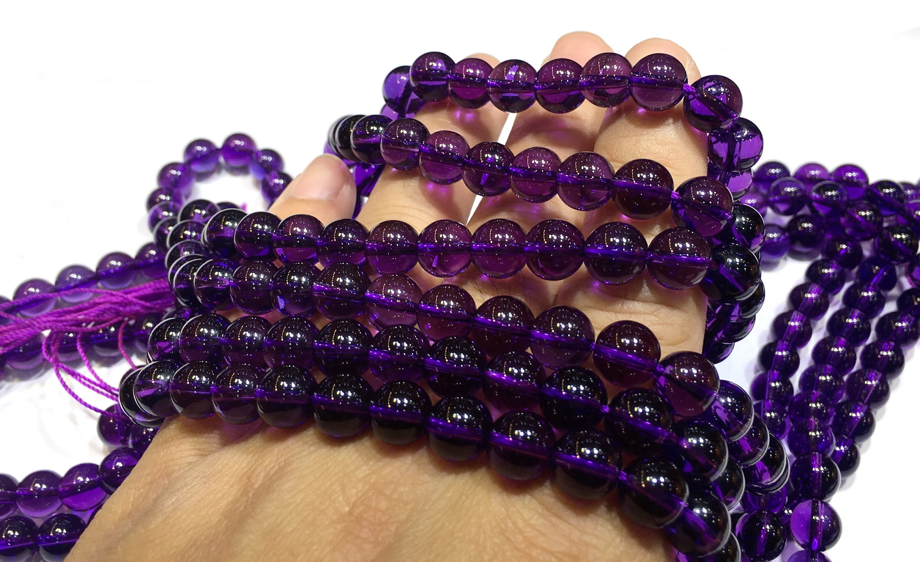 Natural Purple Color Amethyst Round Beads Healing Energy | Etsy