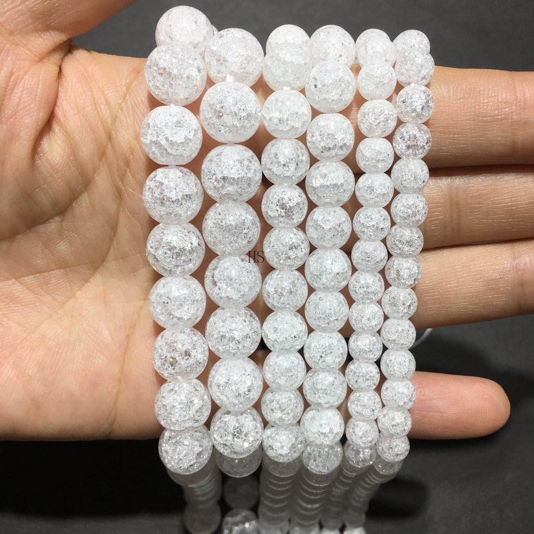 Clear Crack Crystal Quartz or Snow Flake Round Beads Loose Beads DIY ...